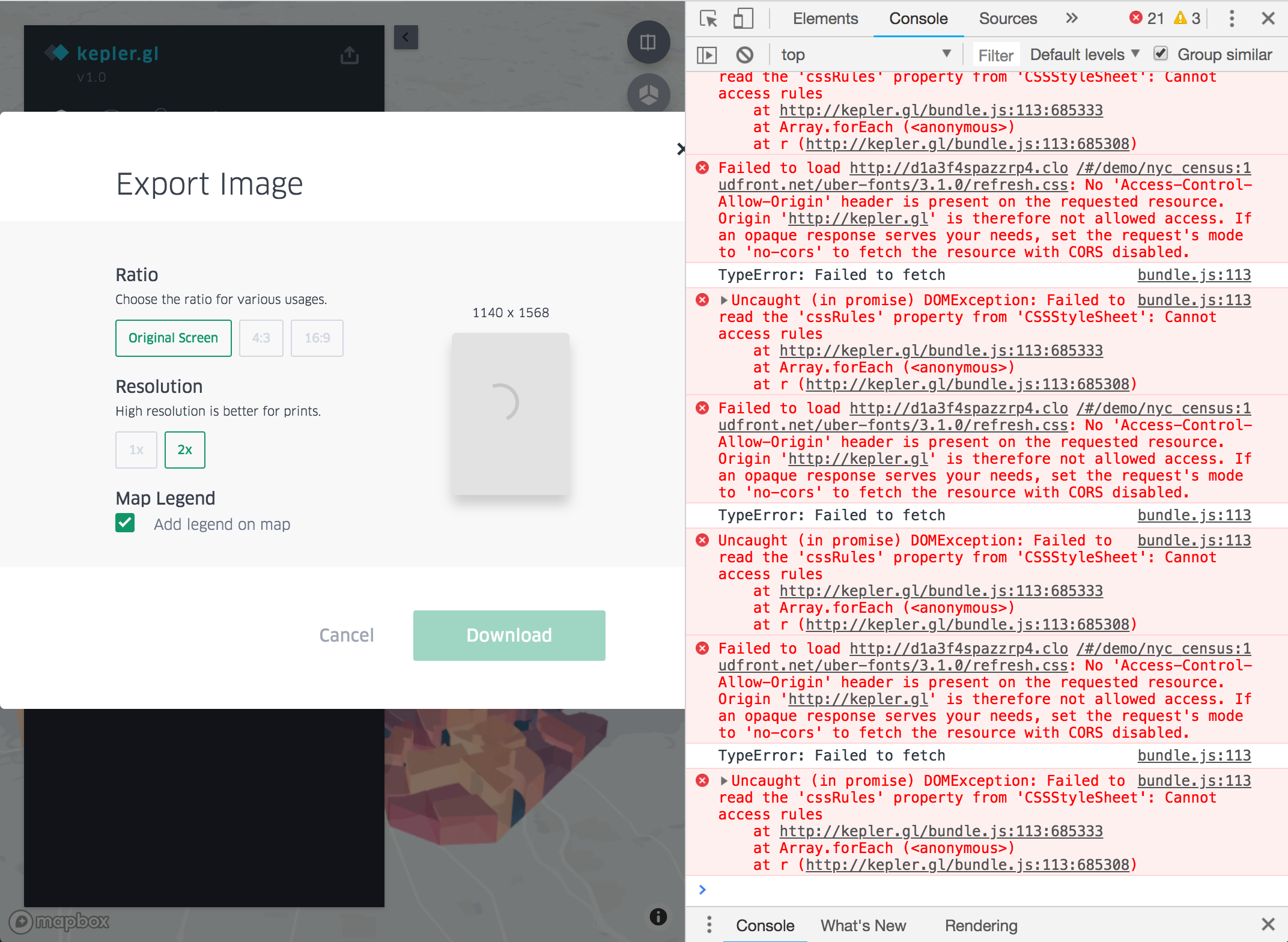Unable to export image, see errors in the console · Issue #184 · keplergl/kepler.gl · GitHub