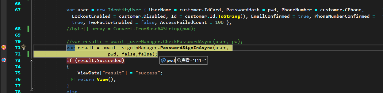 The result of identity passwordsigninasync() returns false, Prompt invalid password for user in ...