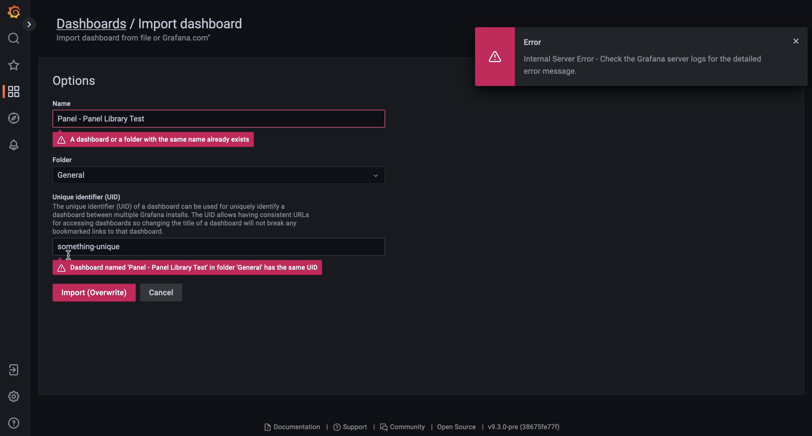 Dashboards: Importing panel-library.json fails · Issue #58065 · grafana/grafana · GitHub