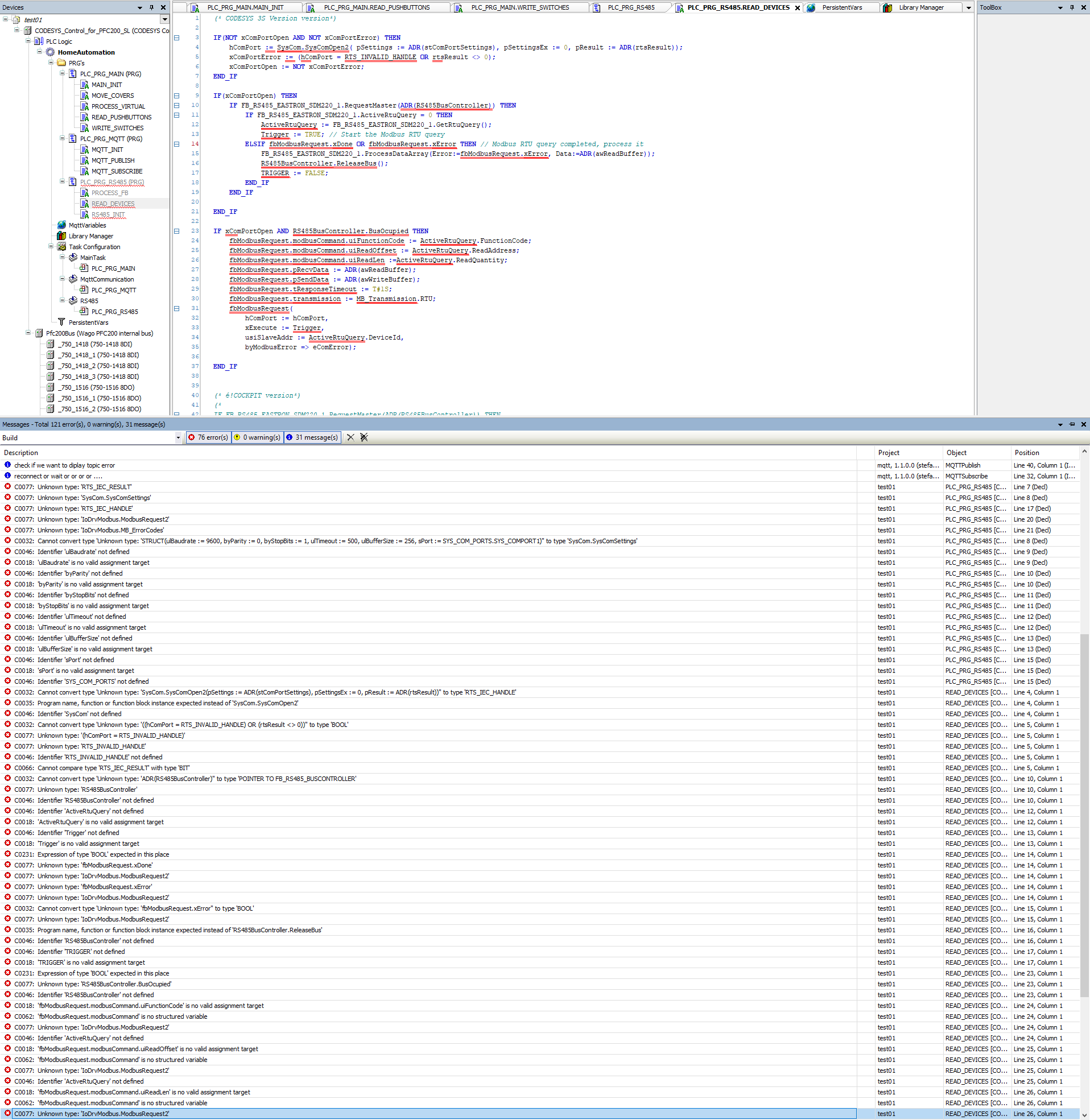 Errors in project · Issue #84 · MichielVanwelsenaere/HomeAutomation.CoDeSys3 · GitHub