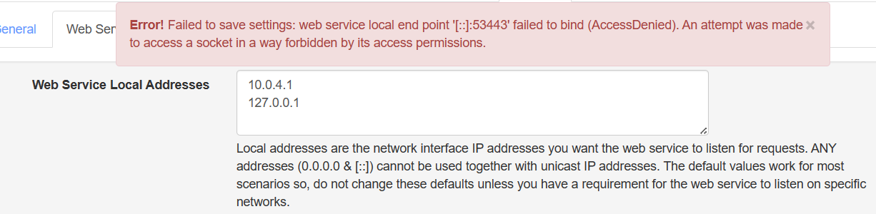 Web Service Listening IP · Issue #787 · TechnitiumSoftware/DnsServer · GitHub