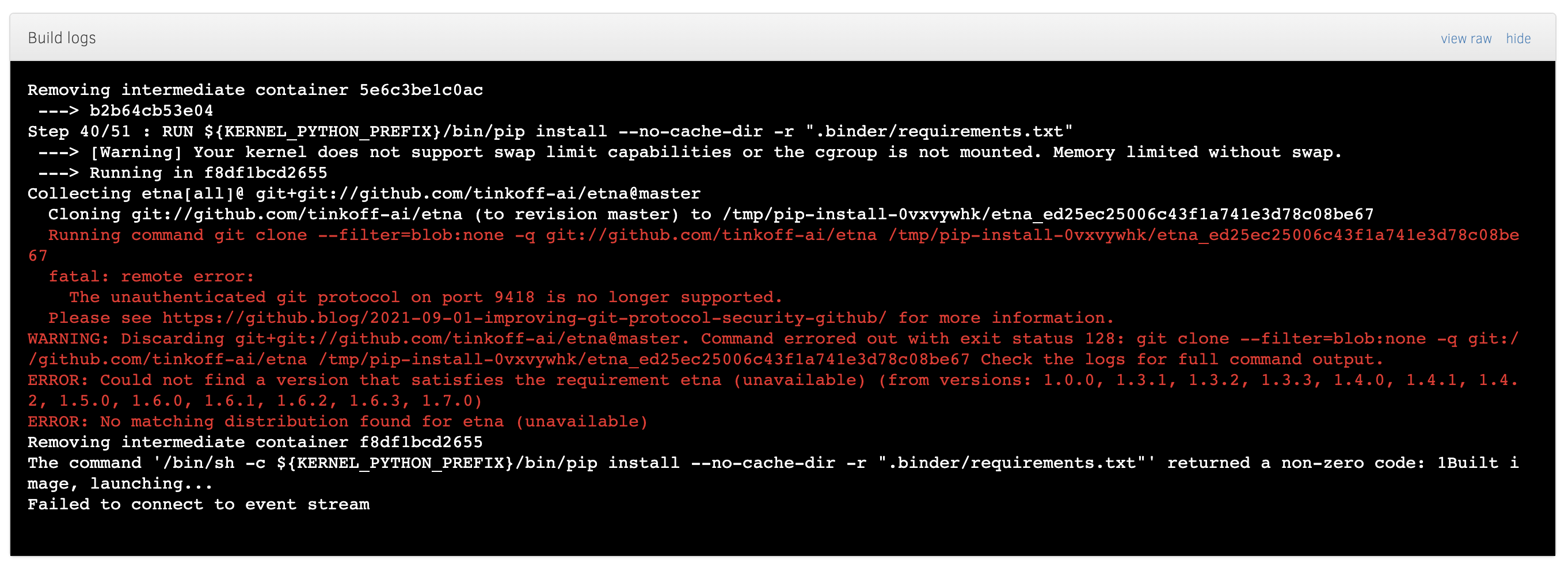 [BUG] MyBinder isn't starting · Issue #649 · tinkoff-ai/etna · GitHub