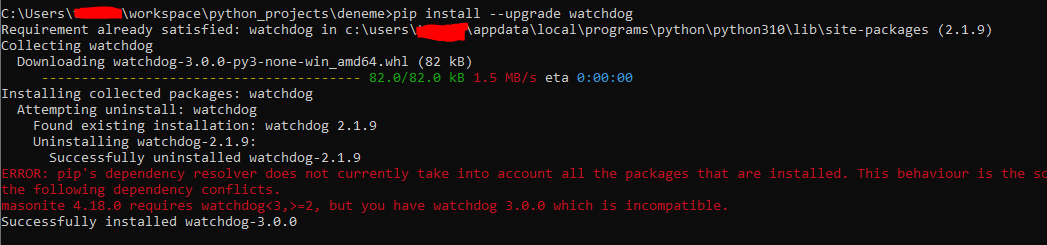 python craft serve watchdog error on windows 10 · Issue #777 · MasoniteFramework/masonite · GitHub