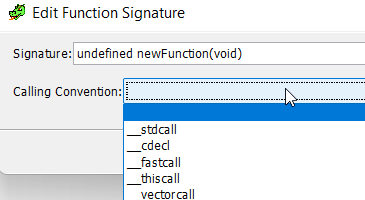 Using custom calling conventions when creating function definitions via data type manager ...