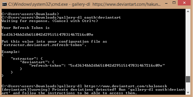[deviantart] [warning] private deviations detected! HELP · Issue #790 · mikf/gallery-dl · GitHub