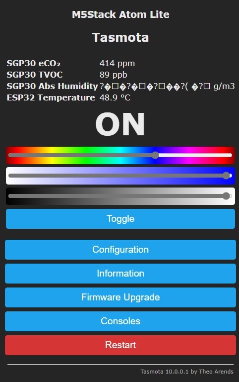 ESP32 M5Stack ATOM LITE & SGP30 - ABS Humidity - crypt. Value · arendst ...