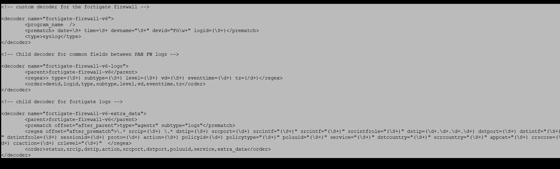 custom_fortigate decoder has no match help me · Issue #566 · wazuh/wazuh-ruleset · GitHub