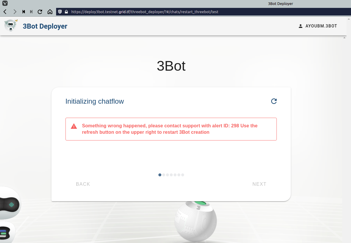 3Bot deployer: the start action gets an error · Issue #2796 · threefoldtech/js-sdk · GitHub