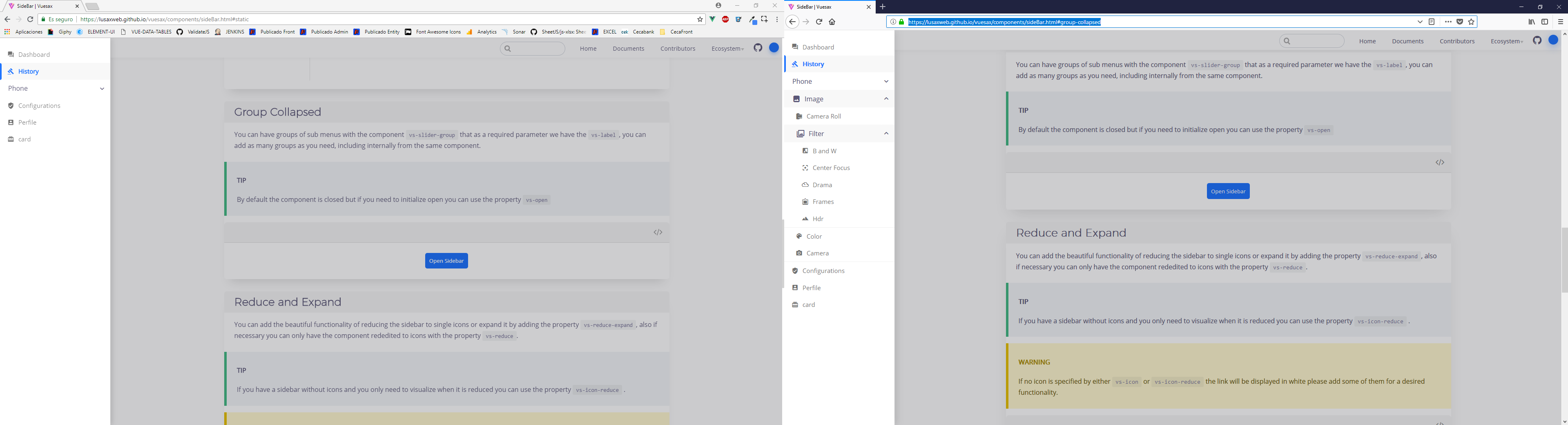 Sidebar collapsable menu disappears after click · Issue #154 · lusaxweb/vuesax · GitHub