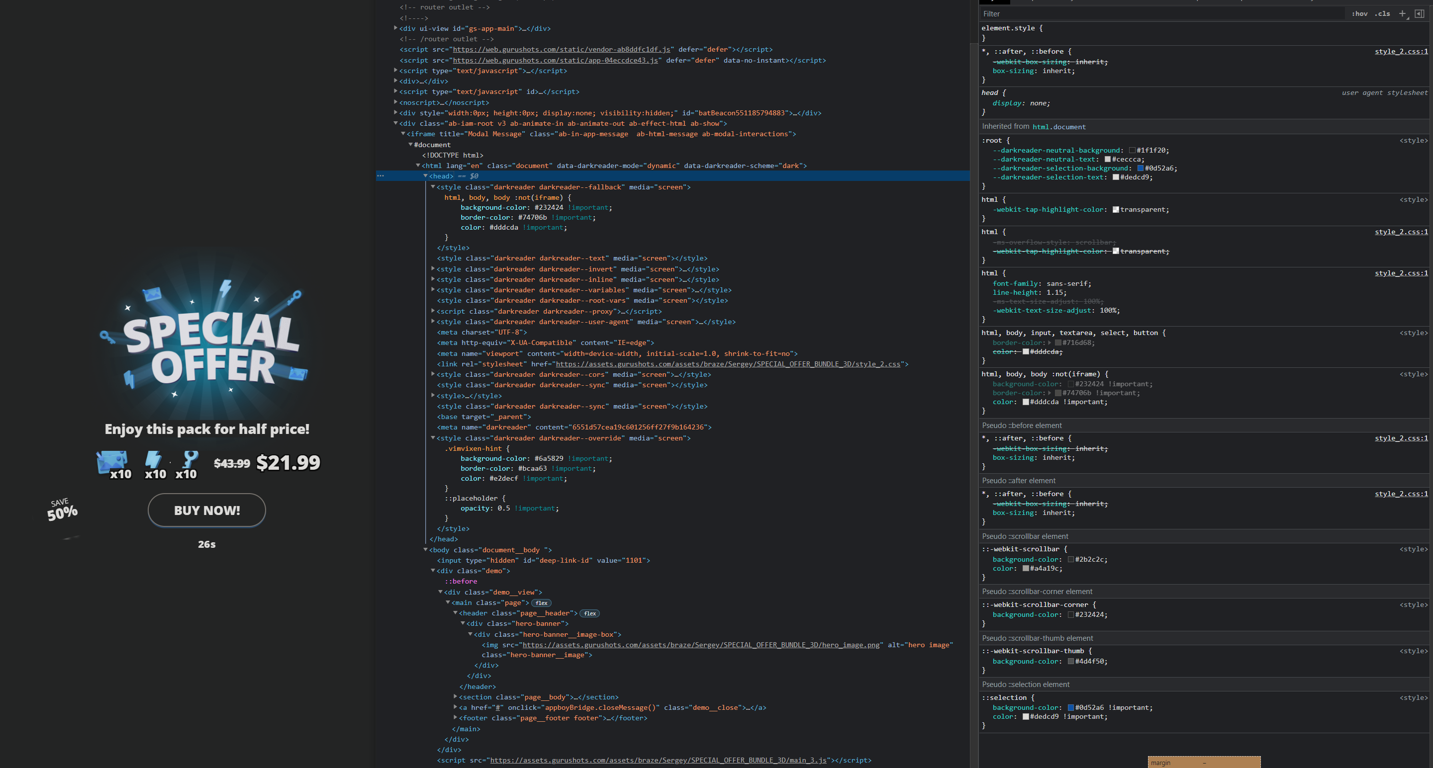 [Broken Website] Gurushots.com · Issue #5952 · darkreader/darkreader · GitHub
