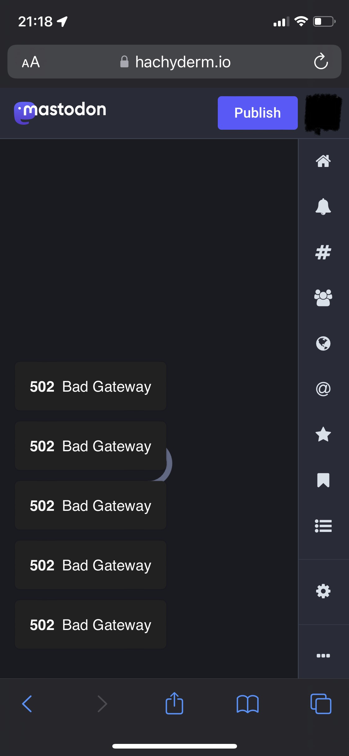 504 gateway error when posting · Issue #121 · hachyderm/community · GitHub