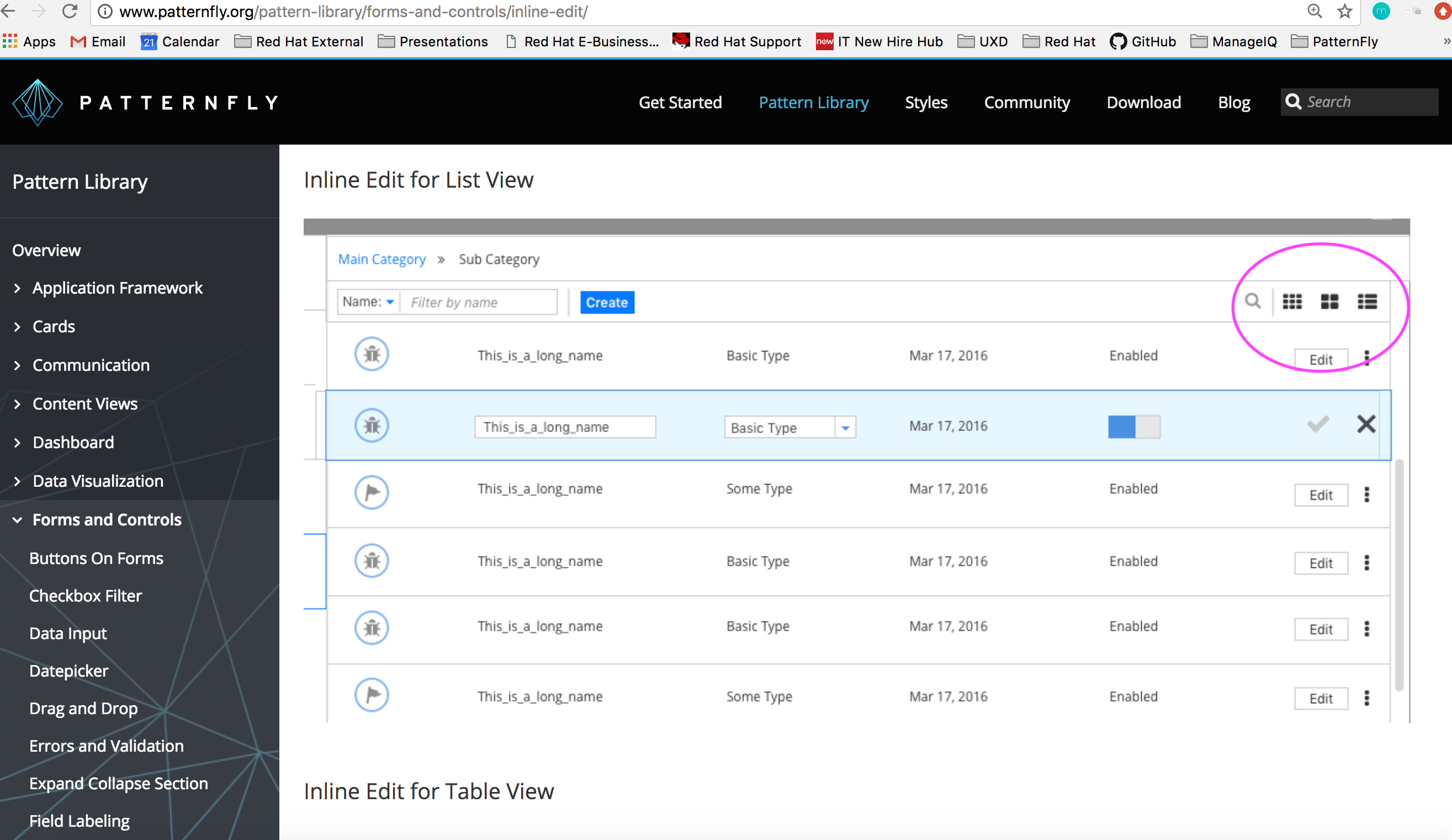View selector icons and order are inconsistent throughout PF ...