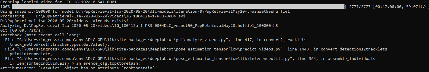 Evaluate Network function not running · Issue #835 · DeepLabCut/DeepLabCut · GitHub