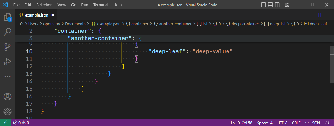 Sticky Scroll doesn't work with JSON lists · Issue #158018 · microsoft/vscode · GitHub