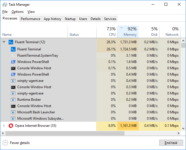 Memory issues · Issue #75 · felixse/FluentTerminal · GitHub