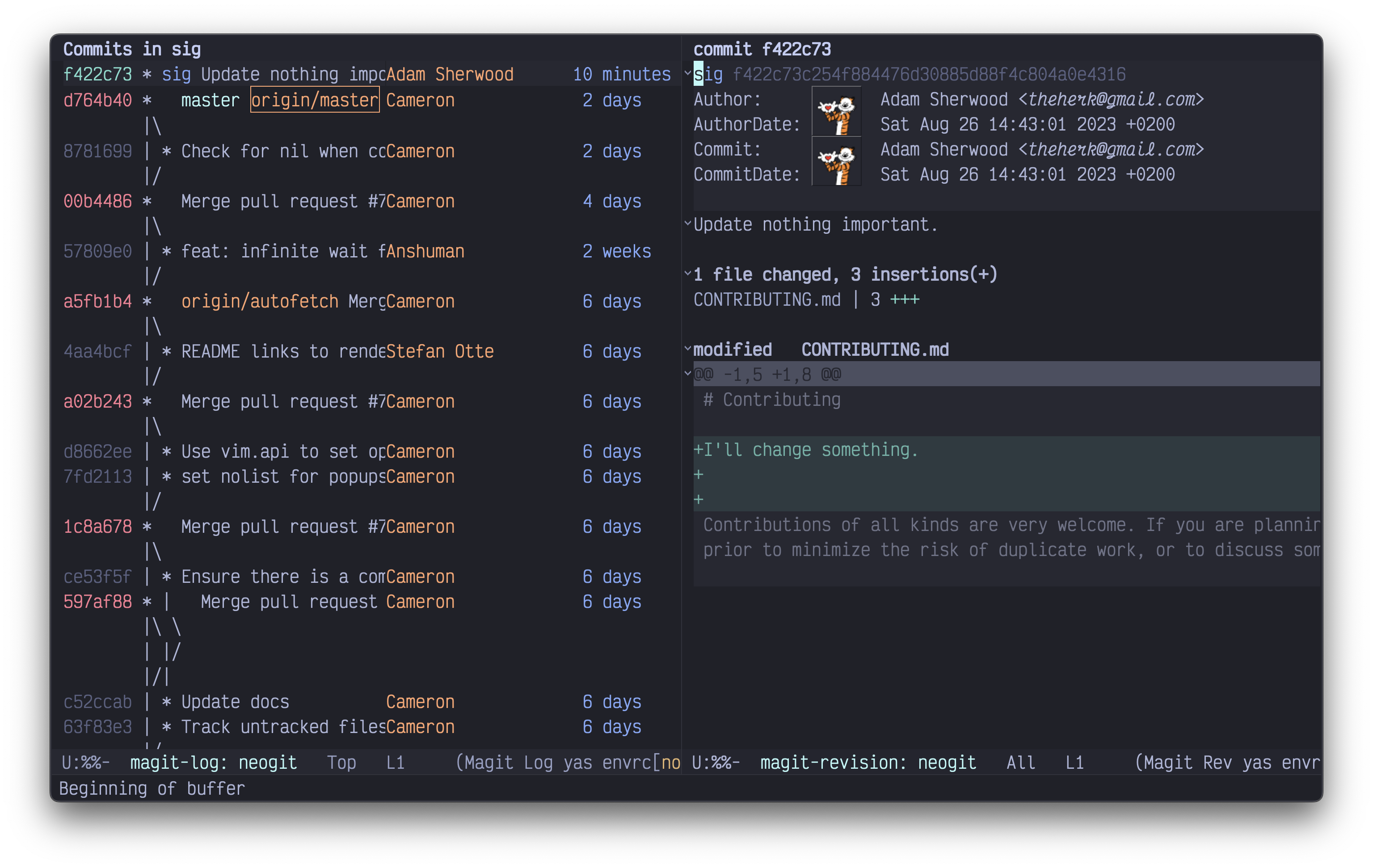 Log Show Signature Should Only Highlight The Hash Until Full Commit Is Displayed · Issue 784