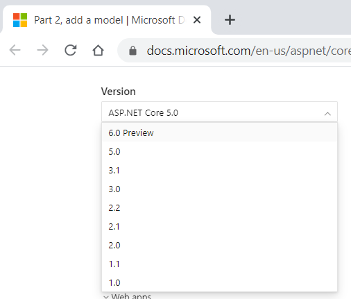 View Older Versions of the Razor Pages (ASP.NET) Tutorial · Issue #21969 · dotnet/AspNetCore ...