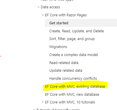 The link to "EF Core with MVC, existing database" is broken · Issue #14721 · dotnet/AspNetCore ...