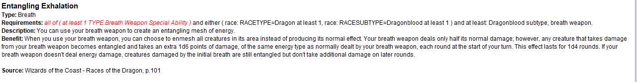 Dragonfire Adept cannot select feats that require Breath weapon special ability · Issue #1049 ...