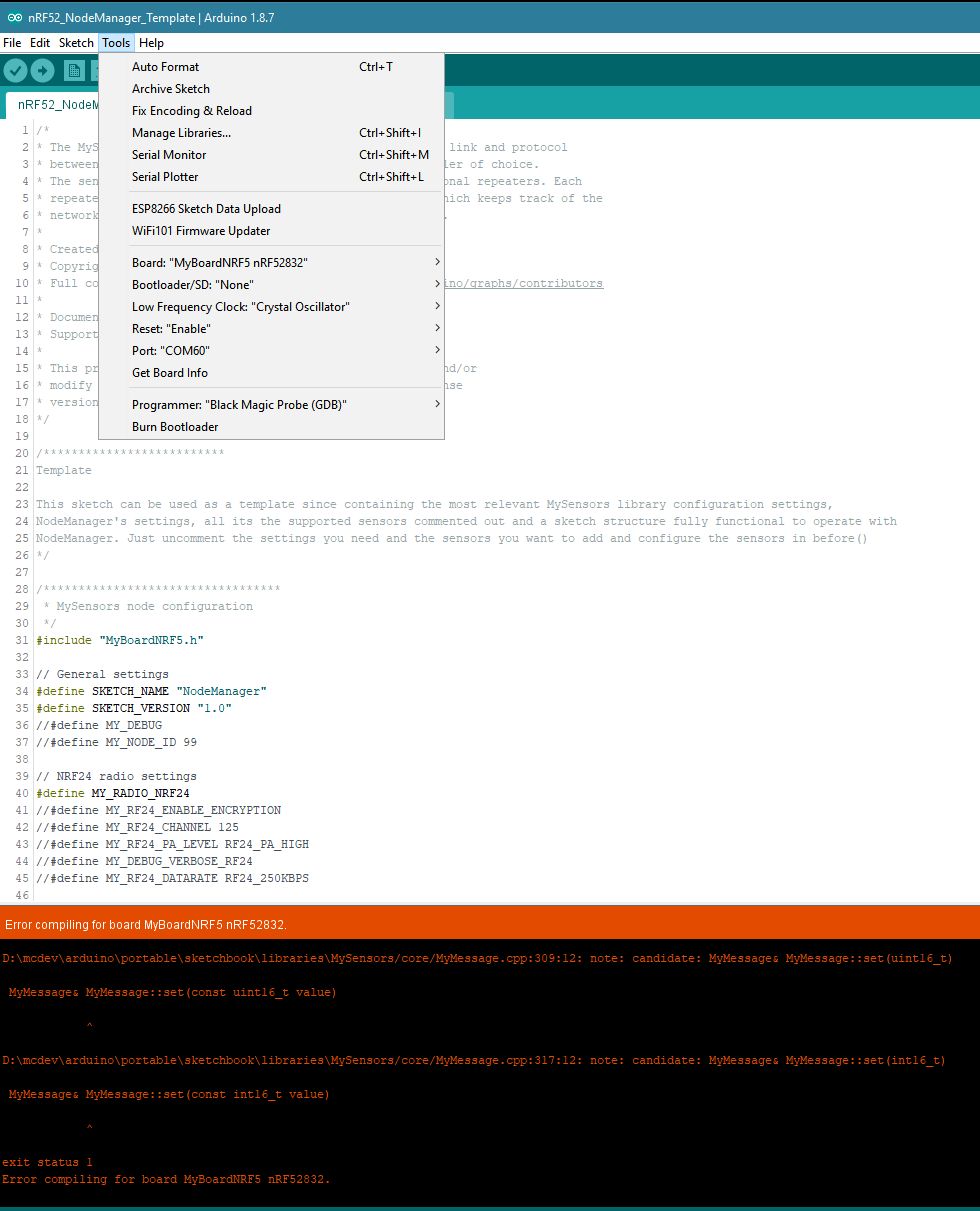 ESP32 board and nRF52 radio compatibility · Issue #400 · mysensors/NodeManager · GitHub