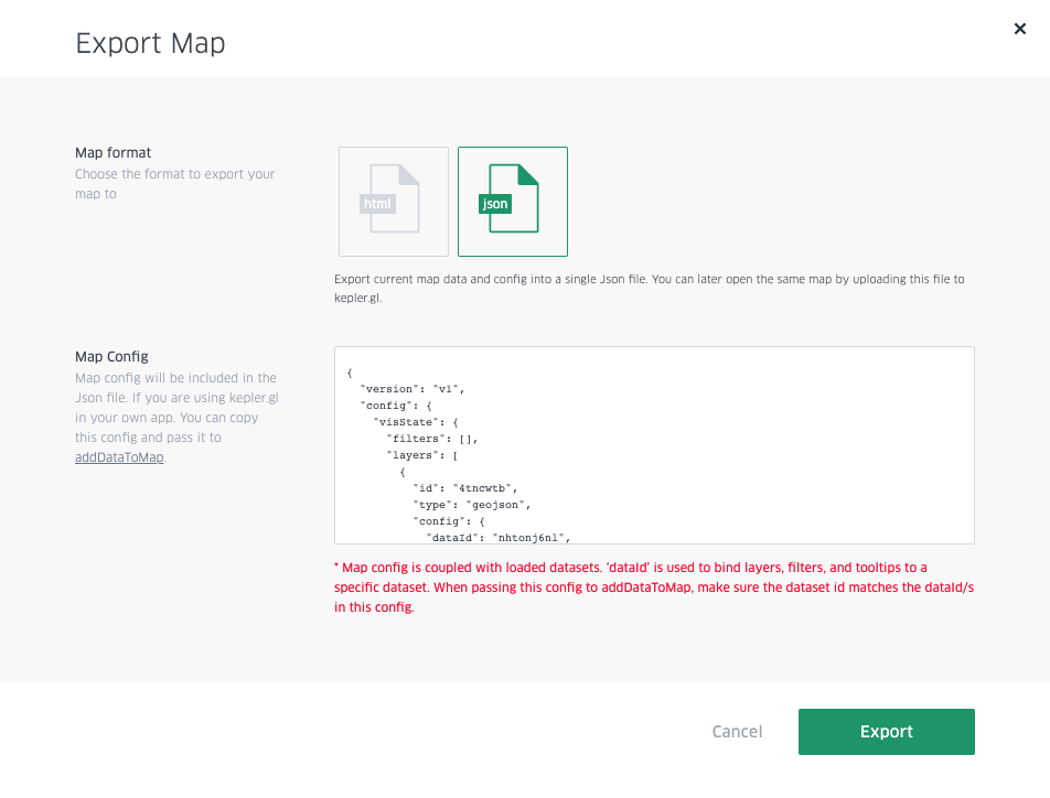 Saving Kepler Config JSON without dataset · Issue #532 · keplergl/kepler.gl · GitHub