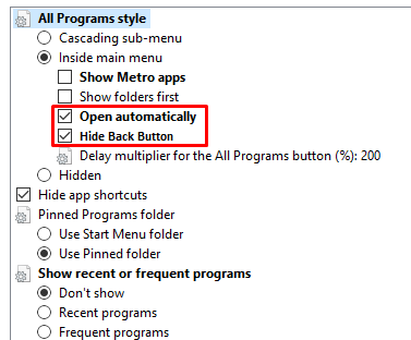Add an option to remove the back button from Start Menu. · Issue #414 ...