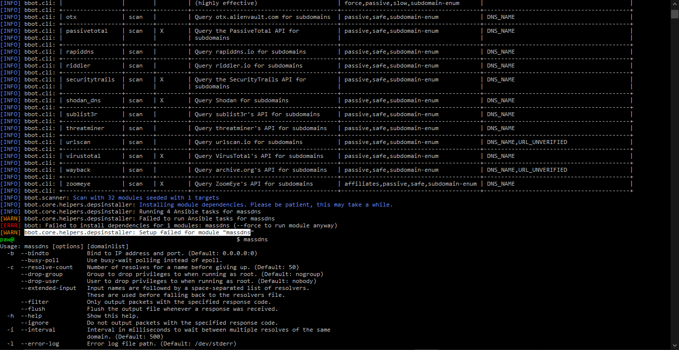 Setup failed for module "massdns" · Issue #165 · blacklanternsecurity/bbot · GitHub