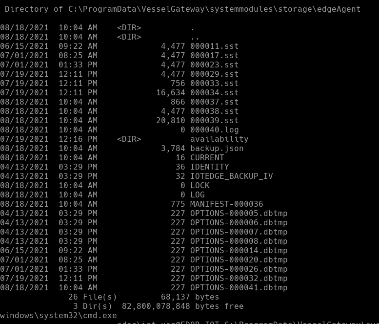 edgeAgent/edgeHub storage directory is persisted on the host warning but files are persisted on ...