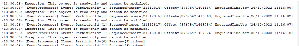 Reading From Eventhubs Exception This Object Is Read Only And Cannot Be Modified · Issue
