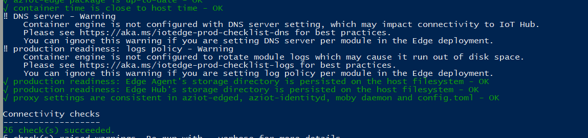 Configured DNS but iotedge check reports a DNS warning · Issue #246 · Azure/iotedge-eflow · GitHub