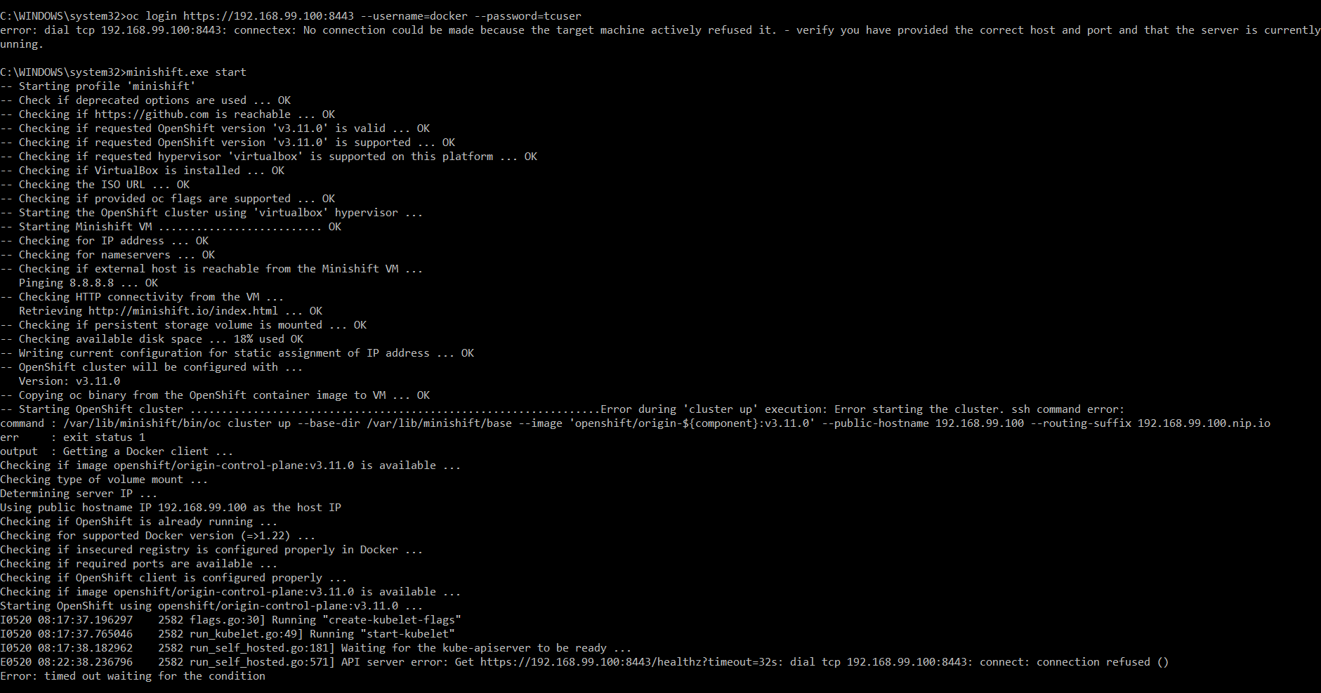 minishift running properly but not able to connect windows with the minishift · Issue #3446 ...