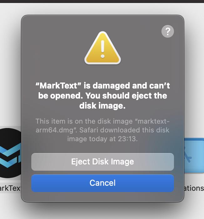 Bug: macOS arm version not working · Issue #3427 · marktext/marktext · GitHub