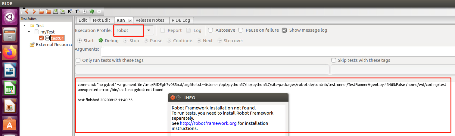I Have Successfully Installed Rf But It Prompts That Rf Is Not Installed When I Run The Test 
