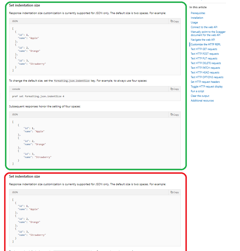 Section Set indentation size is duplicated · Issue #14077 · dotnet/AspNetCore.Docs · GitHub