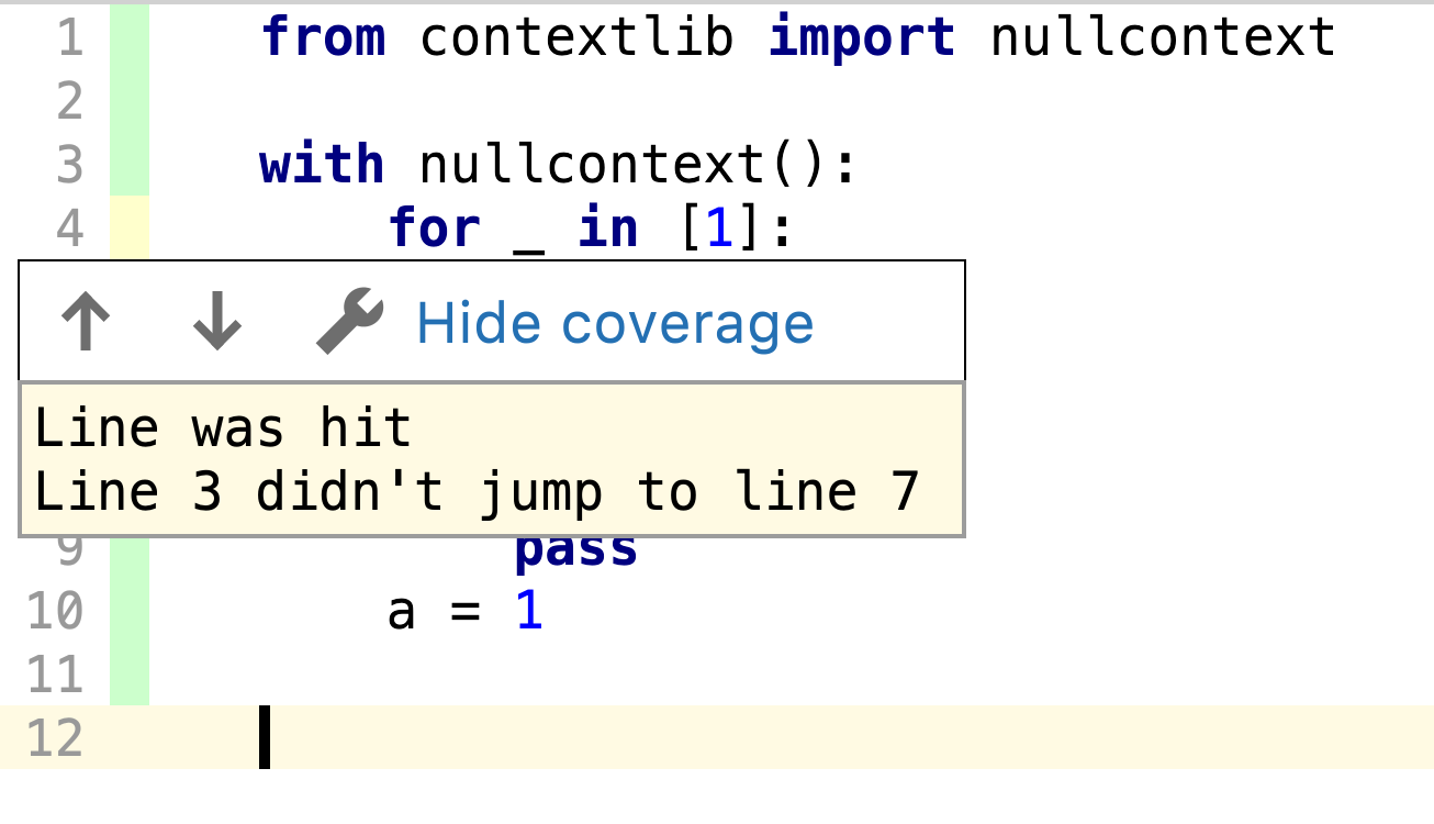 For Loop Inside With Statement Using Coverage V55 And Cpython V3100rc1 · Issue 1213 4694