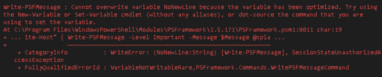 Using "Write-Host" as Alias results in error "cannot overwrite variable NoNewLine because the ...
