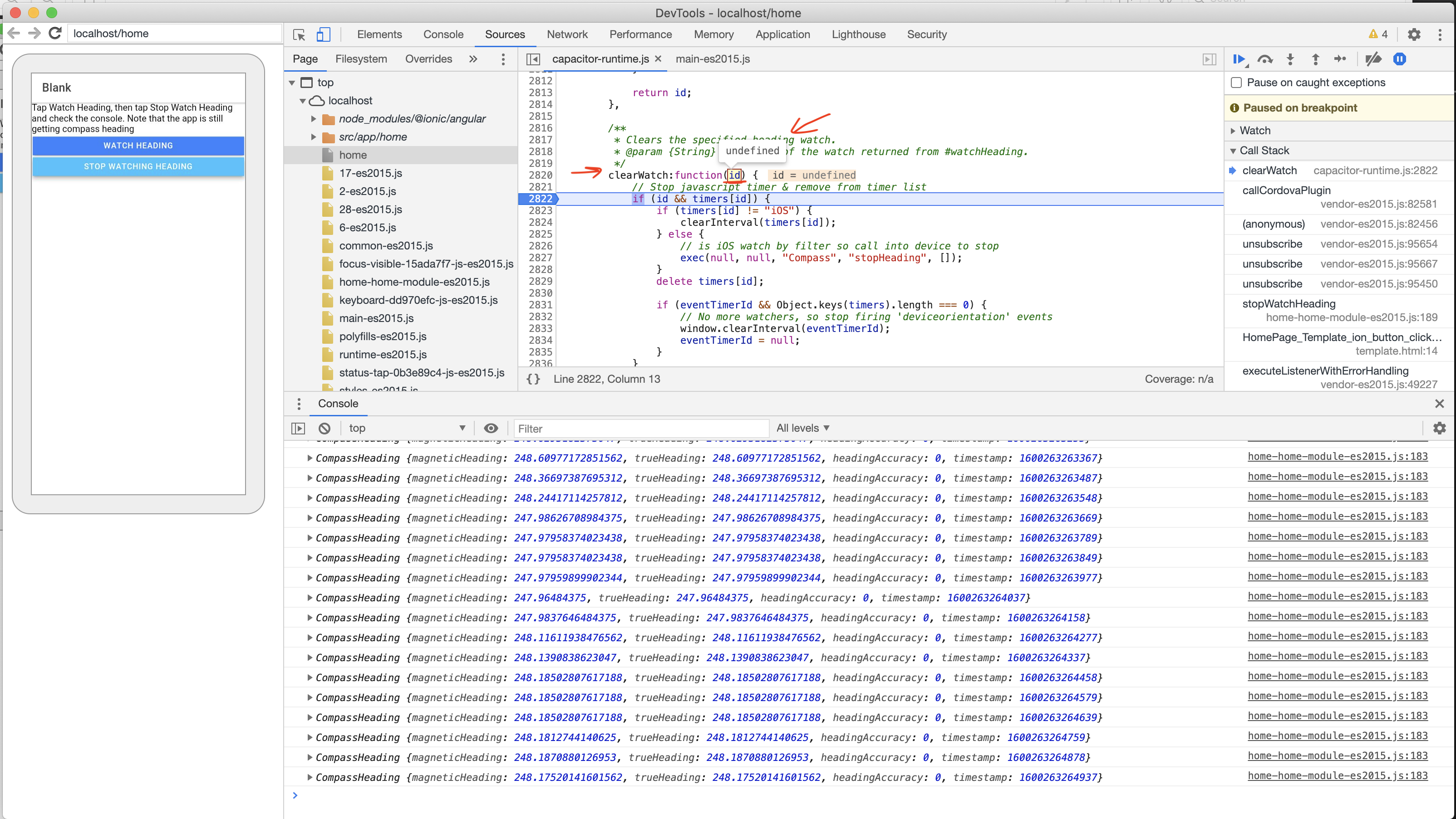 Ionic Native Device Orientation Watchheading Does Not Clear The