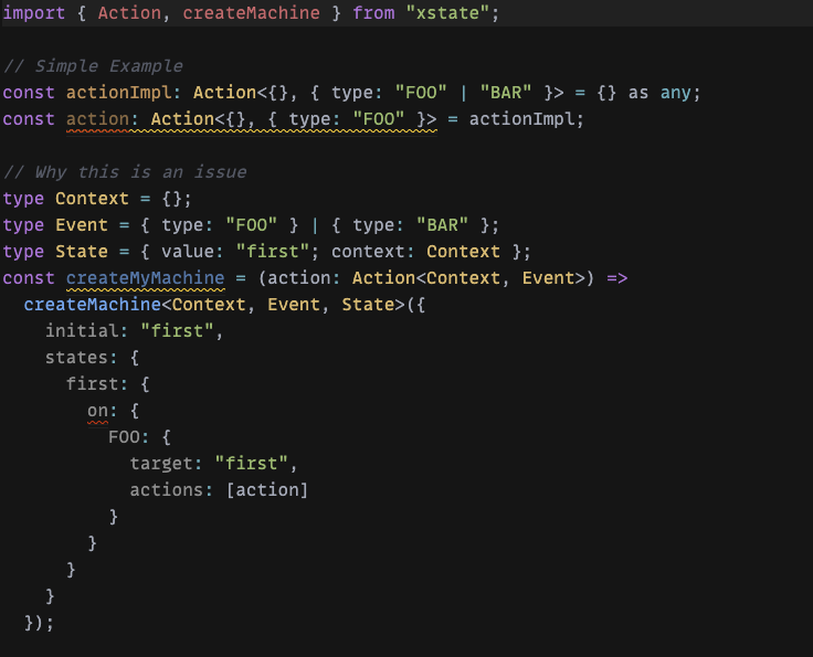 Can't reassign actions to more specific types · Issue #2971 · statelyai/xstate · GitHub
