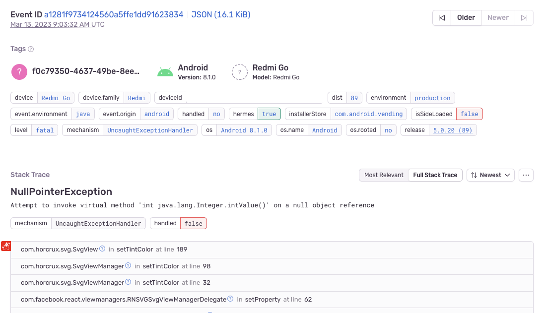 Expo 47 React Native Svg Update To 1340 Can Crash Android Fixed In 1350 · Issue 20396 