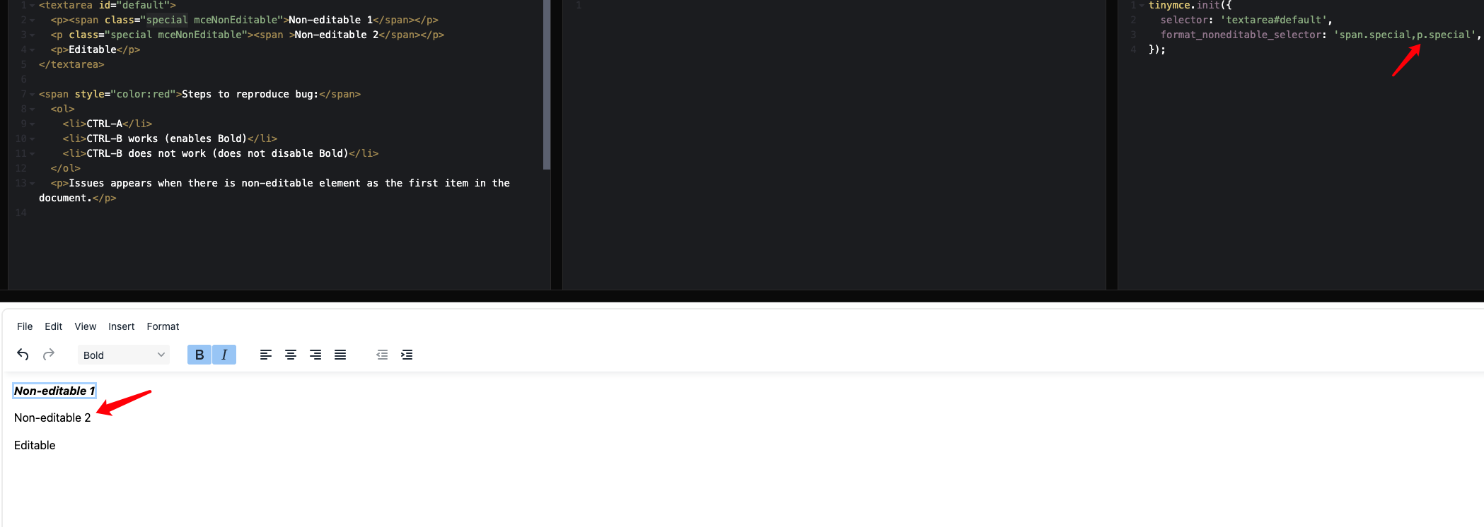 Formatnoneditableselector Does Not Support Block Like Elements Such As Div Or Pwhere Did I 