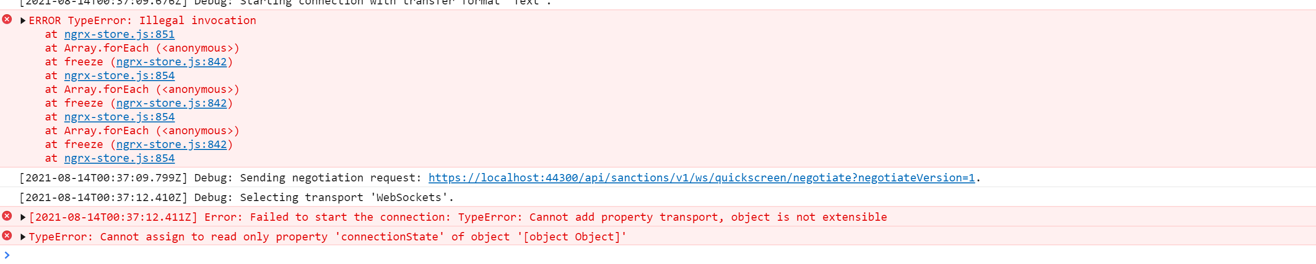 Connection Start Throws Exceptions In Angular 11 App · Issue 35344 · Dotnet Aspnetcore · Github