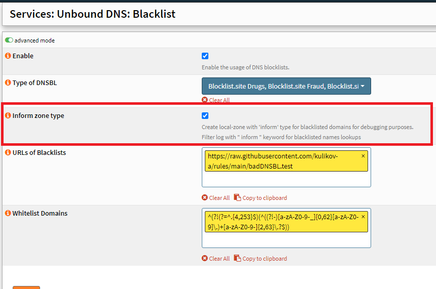Unbound DNSBL - Add option to use local-zone with refuse instead of redirecting everything to ...