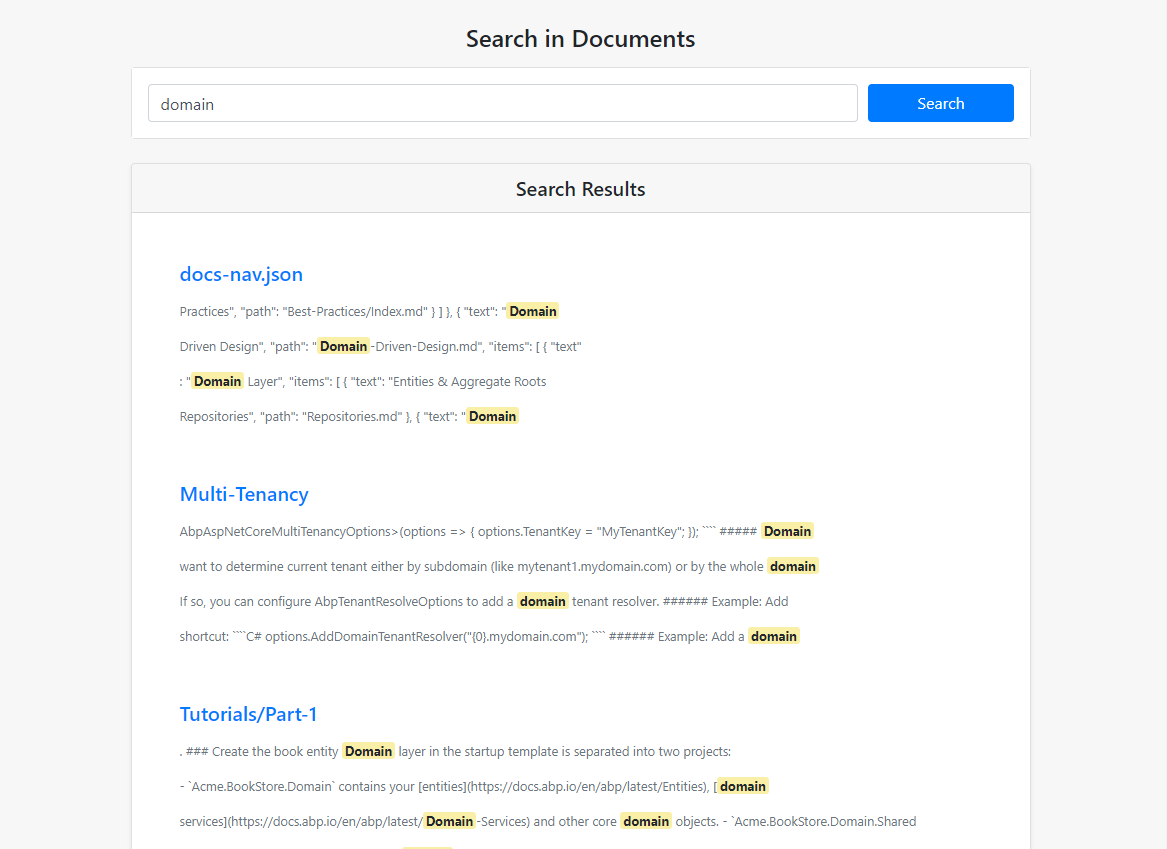 Design for docs search · Issue #3238 · abpframework/abp · GitHub