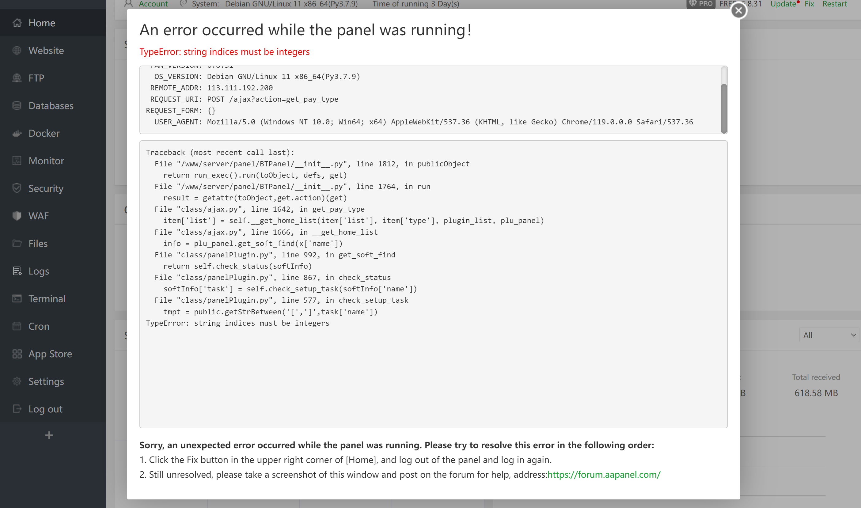 Unable to login after “An error occurred while the panel was running” · Issue #177 · aaPanel ...