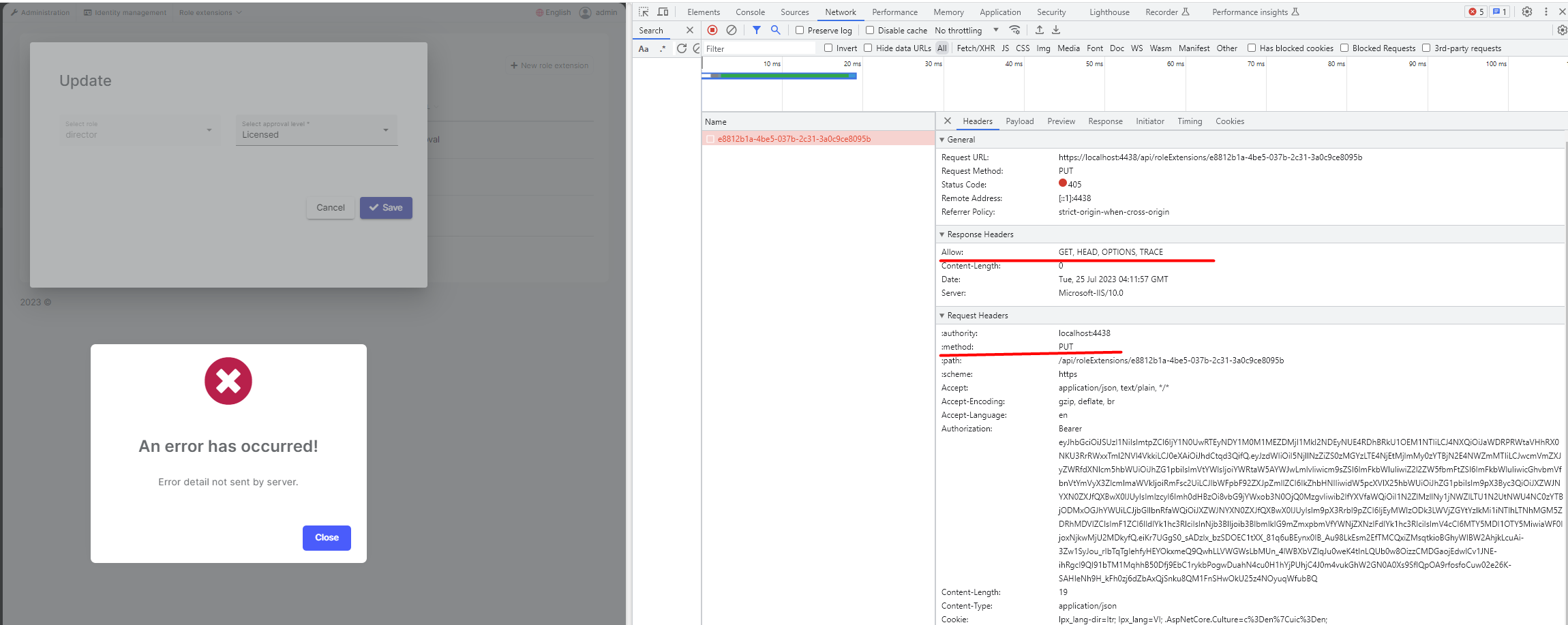 Http Status Code 405 When Deploy Project In The IIS Or Linux Issue