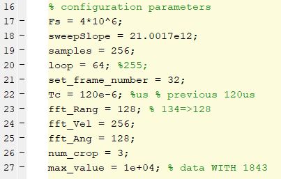 Configuration Parameters in Radar_data_Processing_format1_RA.m · Issue ...