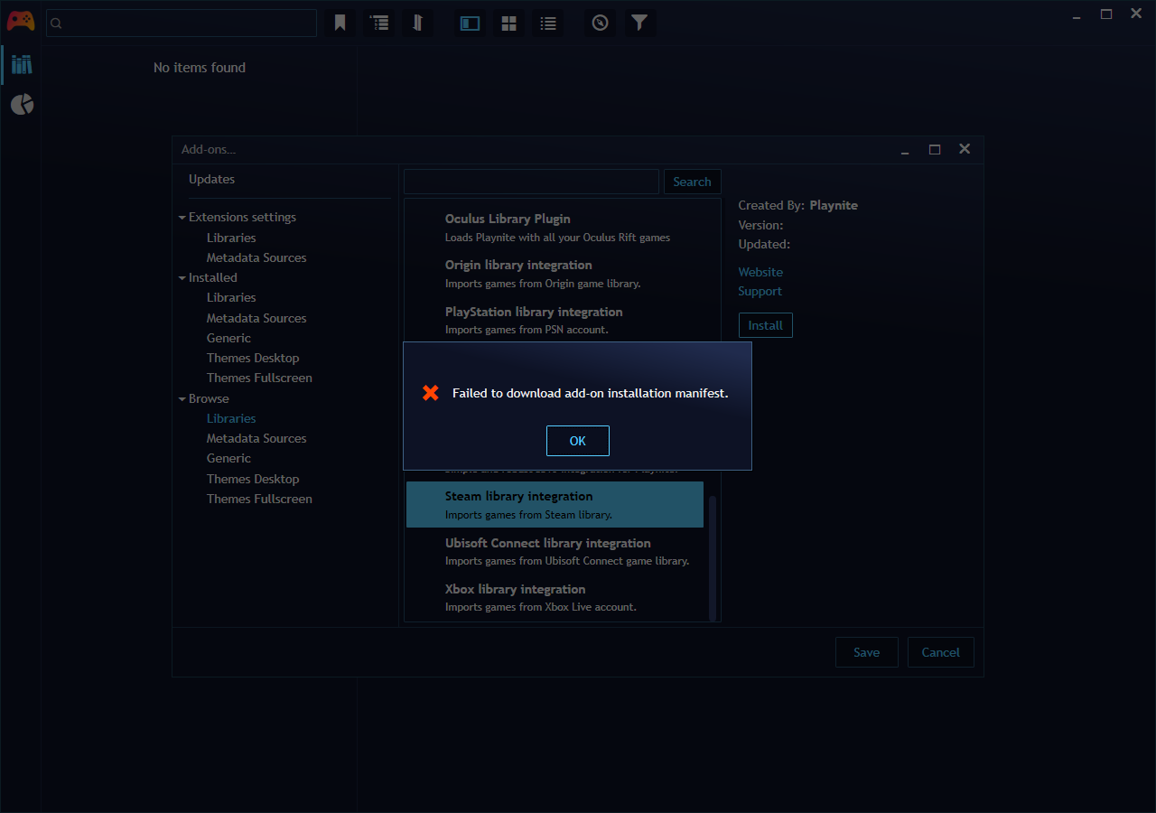 Can't download add-ons · Issue #2952 · JosefNemec/Playnite · GitHub
