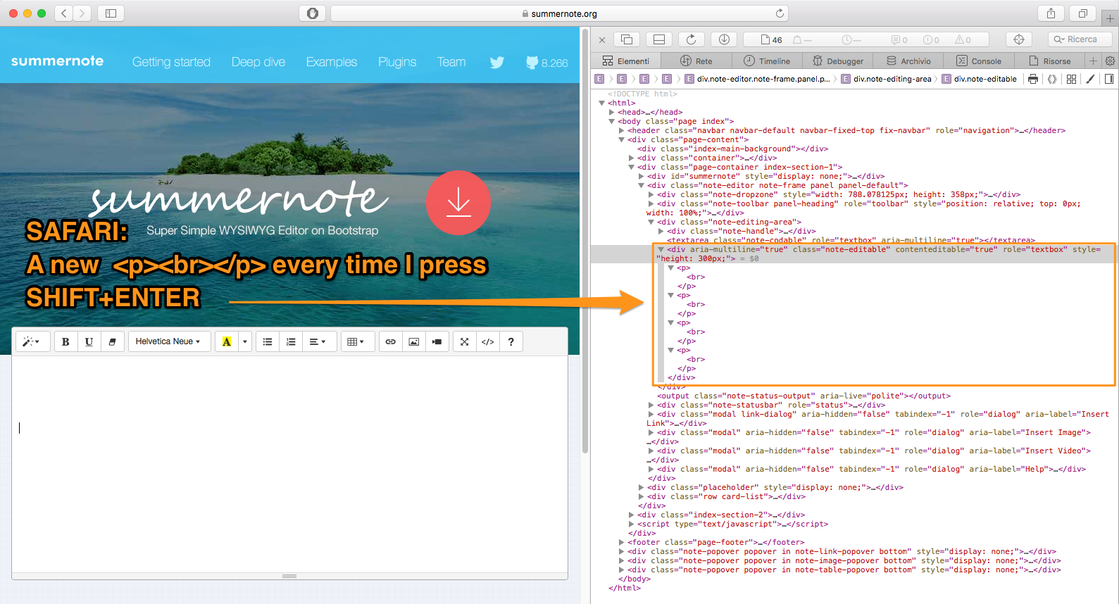 Shift+enter browser different behaviour · Issue #3182 · summernote/summernote · GitHub