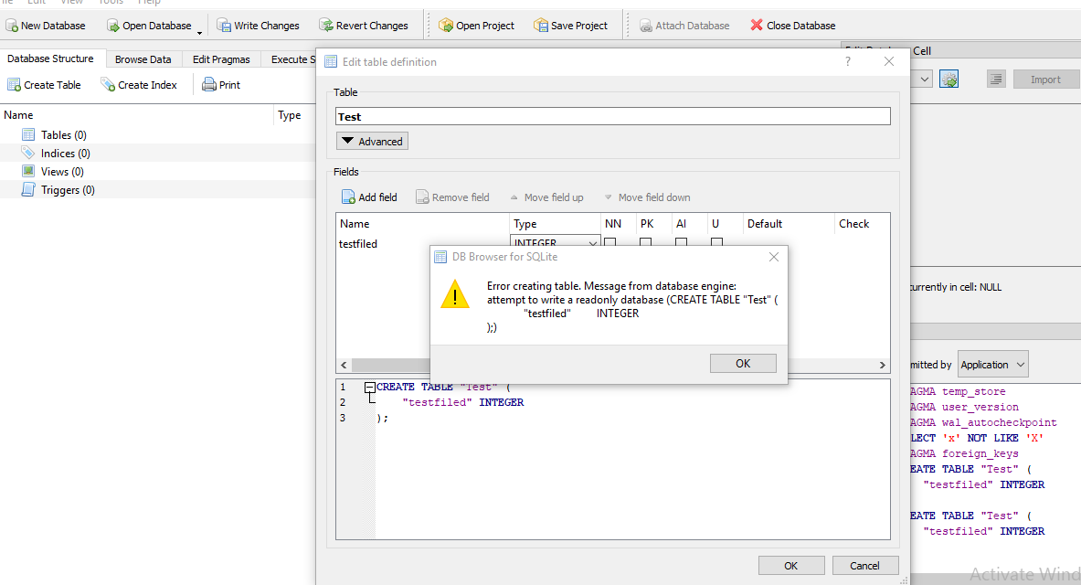 Creating Table (Only `CREATE TABLE` Syntax and GUI) Issue · Issue #1689 · sqlitebrowser ...