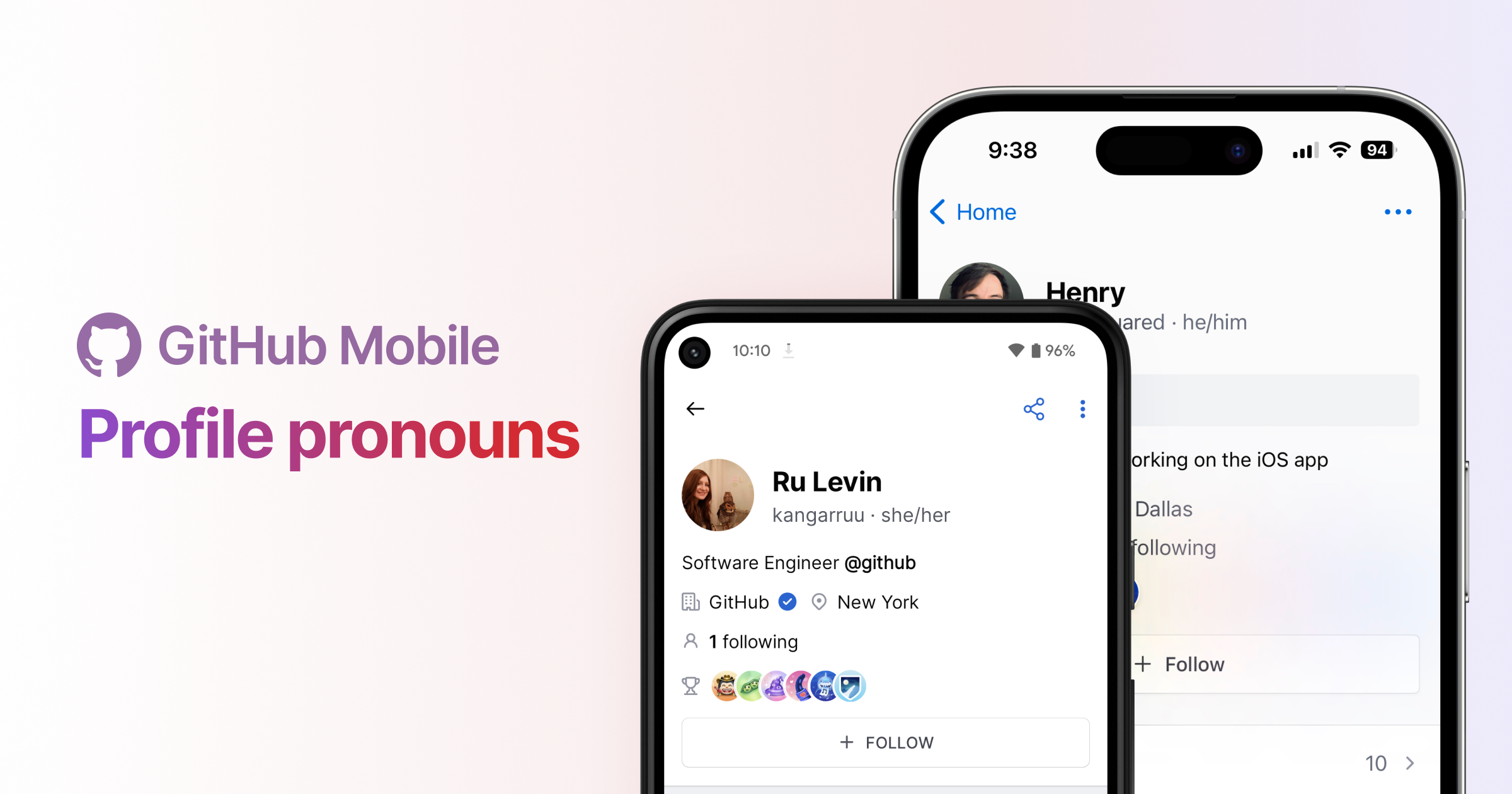 Display pronouns on GitHub Mobile profile - GitHub Changelog